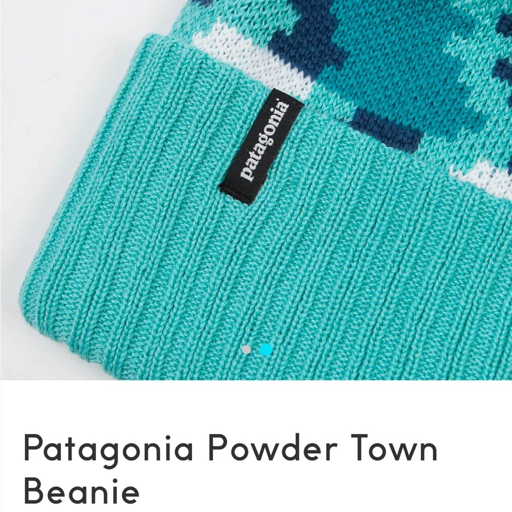 *Rare* Patagonia Powder Town, Blue/White Beanie Pom-P… - Gem